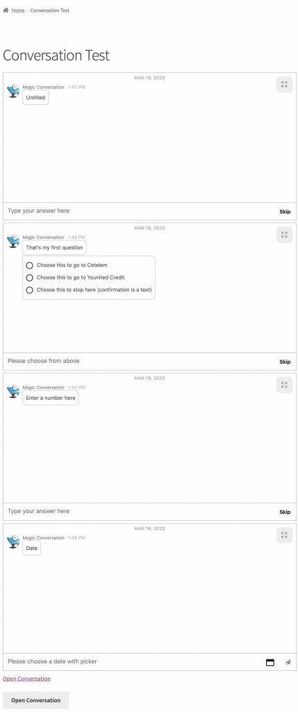 Screencaps - Conversational Form Wordpress Plugin - Magic Conversation For Gravity Forms